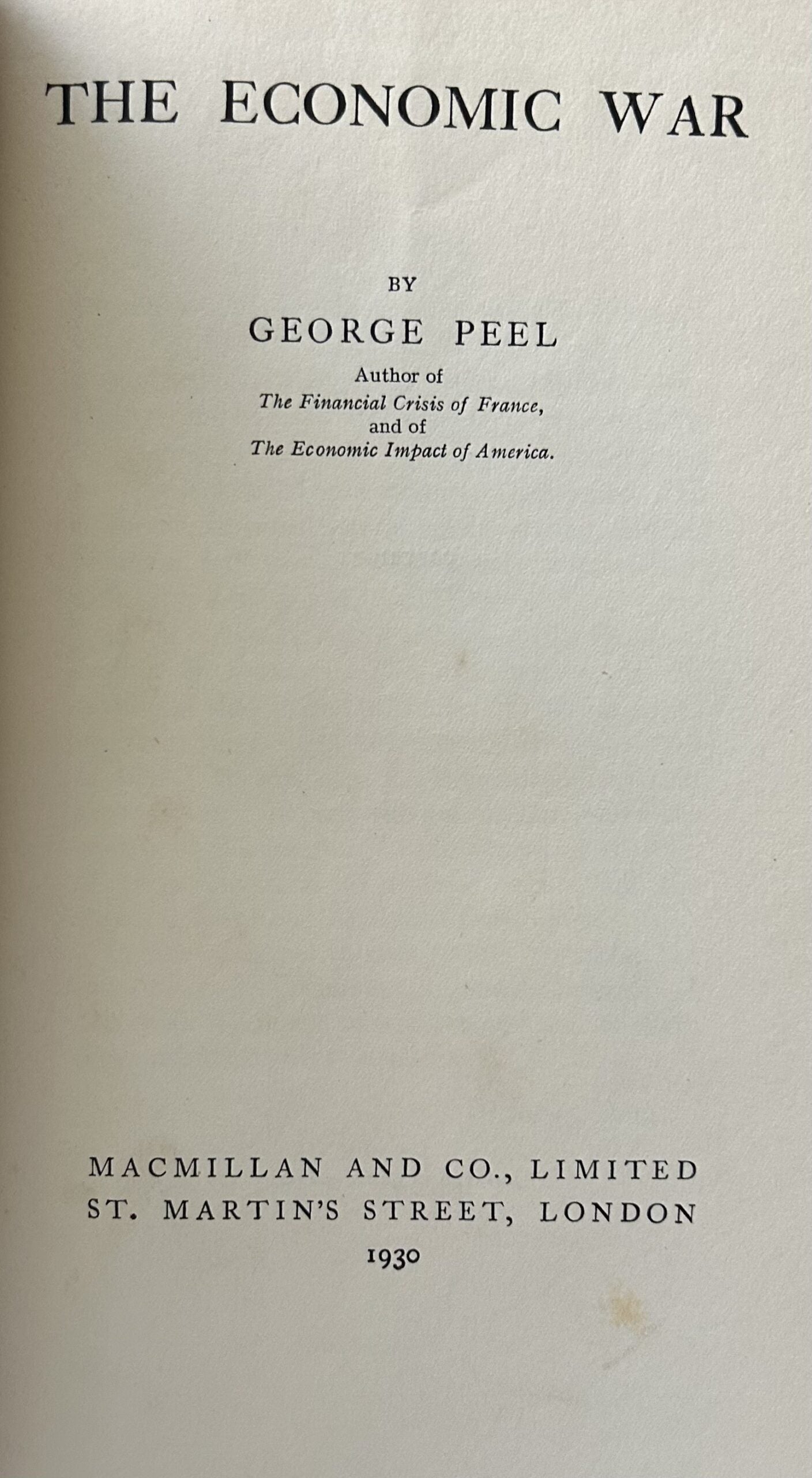 THE ECONOMIC WAR 1930 – Omni Christian Book Club