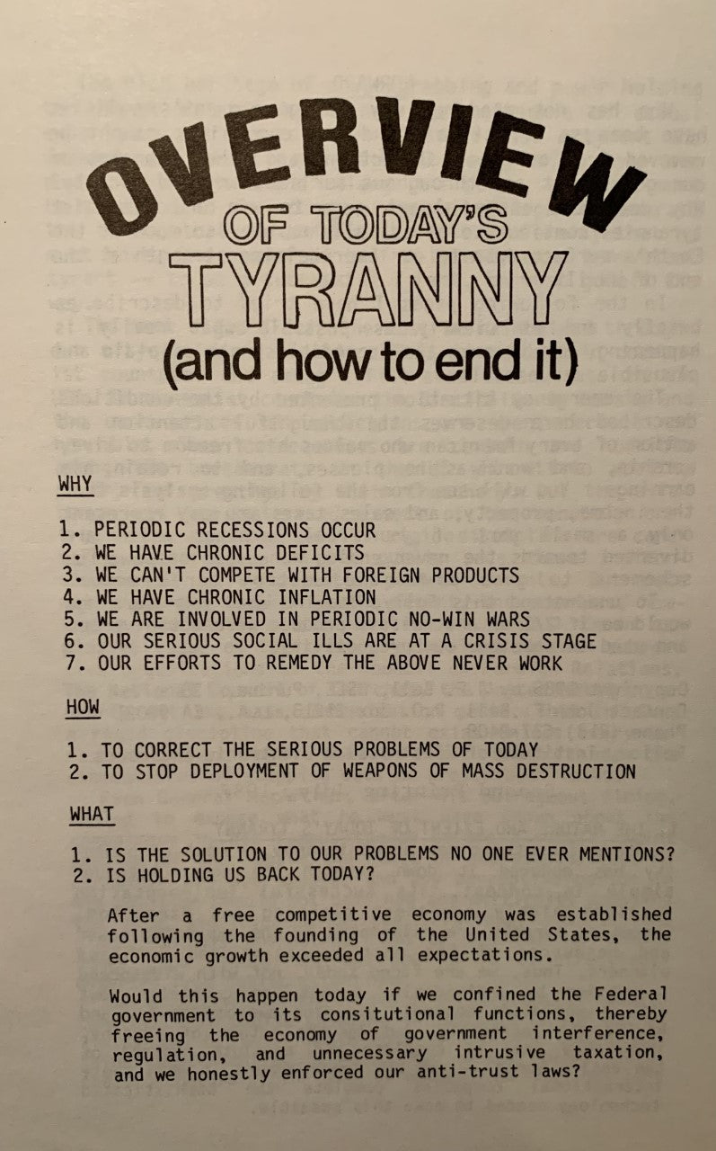 OVERVIEW OF TODAY'S TYRANNY (and How to End It) – Omni Christian Book Club